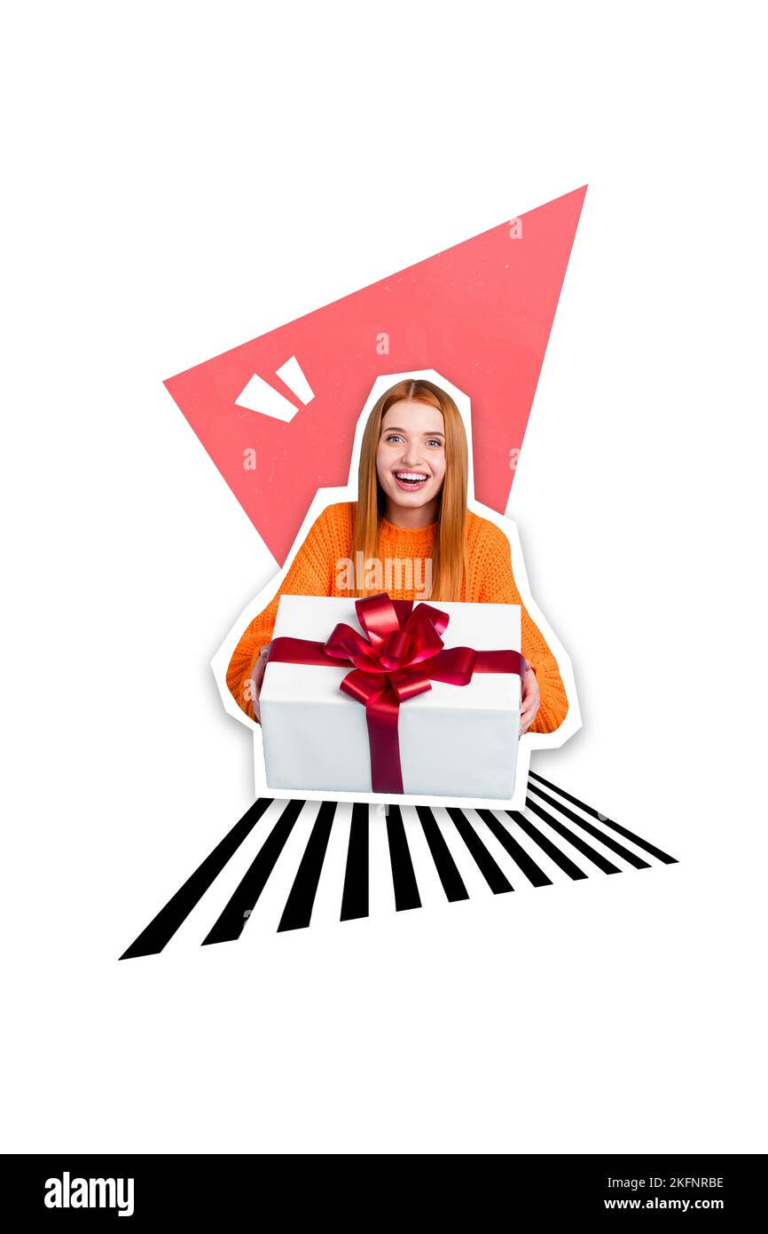 Photo cartoon comics sketch picture of exited impressed lady getting ...