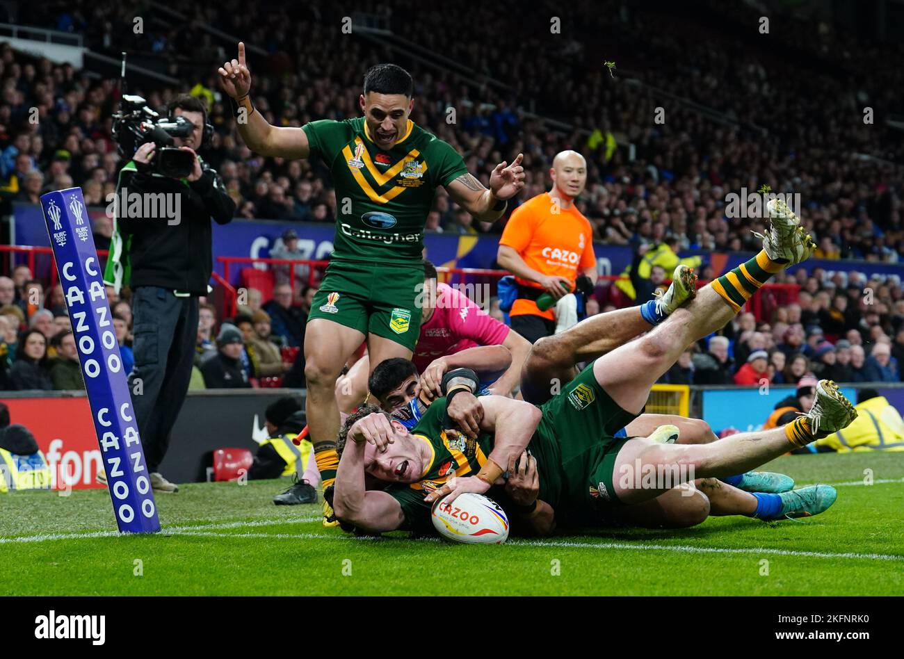 Australia's Liam Martin scores their side's third try of the game ...