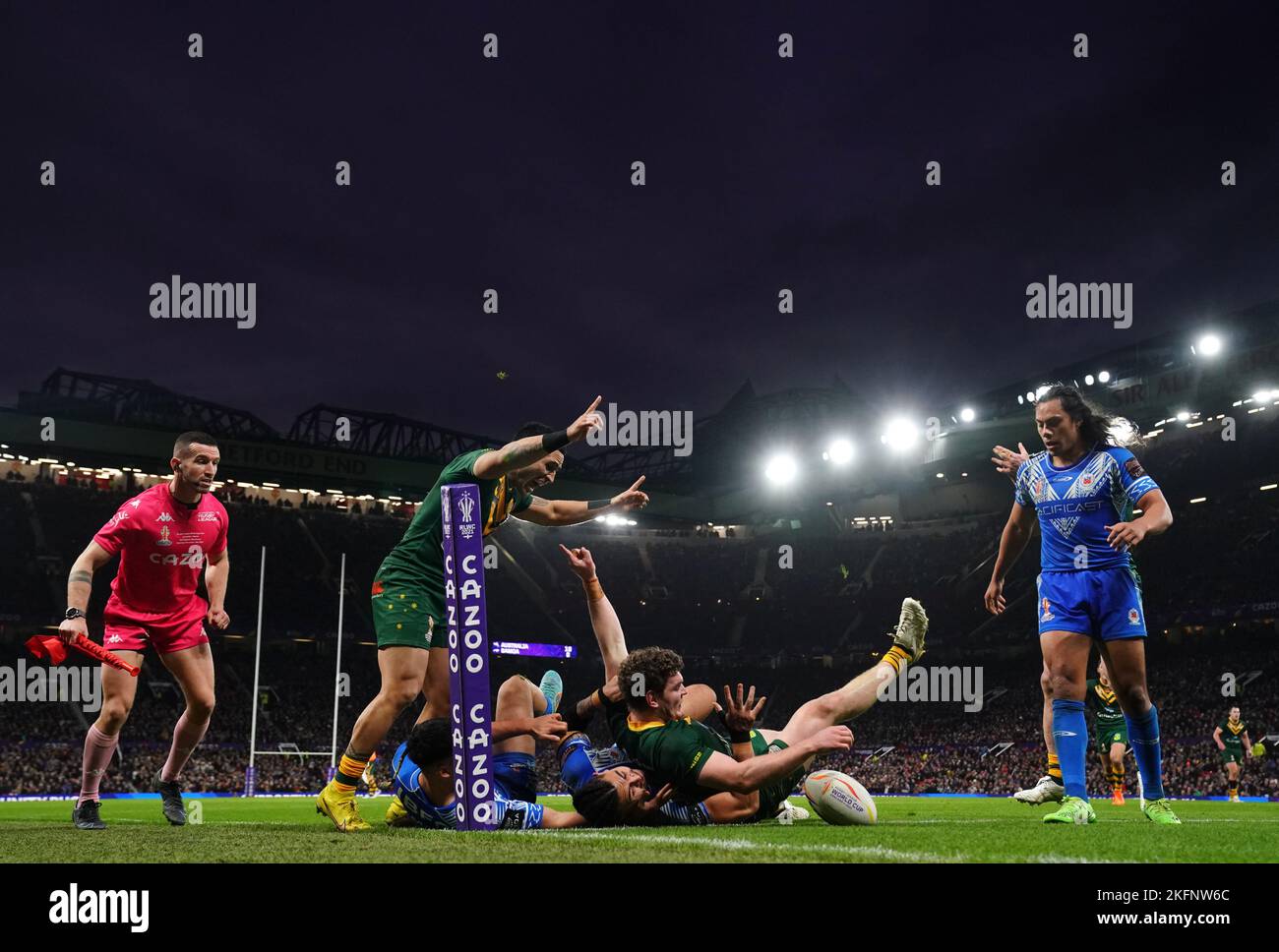 Australia's Liam Martin scores their side's third try of the game ...