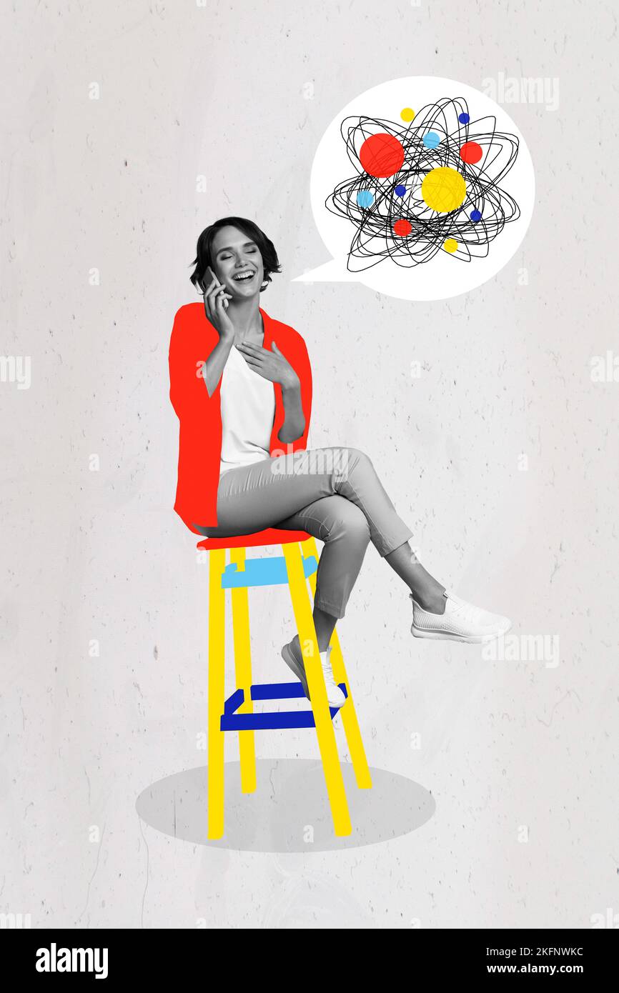 Creative poster collage of talkative funny cheerful energetic young ...