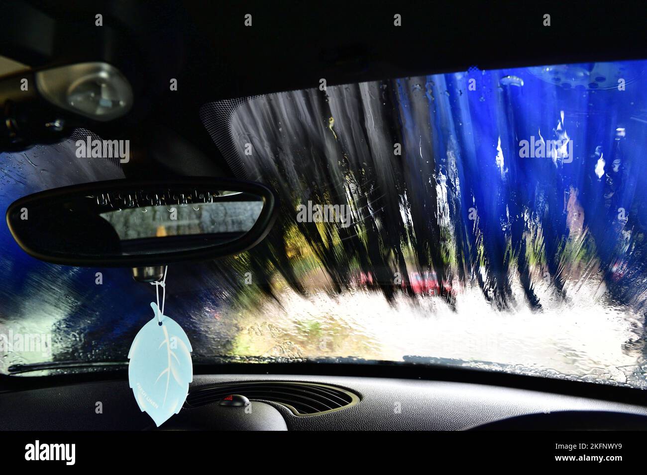 A car wash shot from inside the car being washed Stock Photo - Alamy