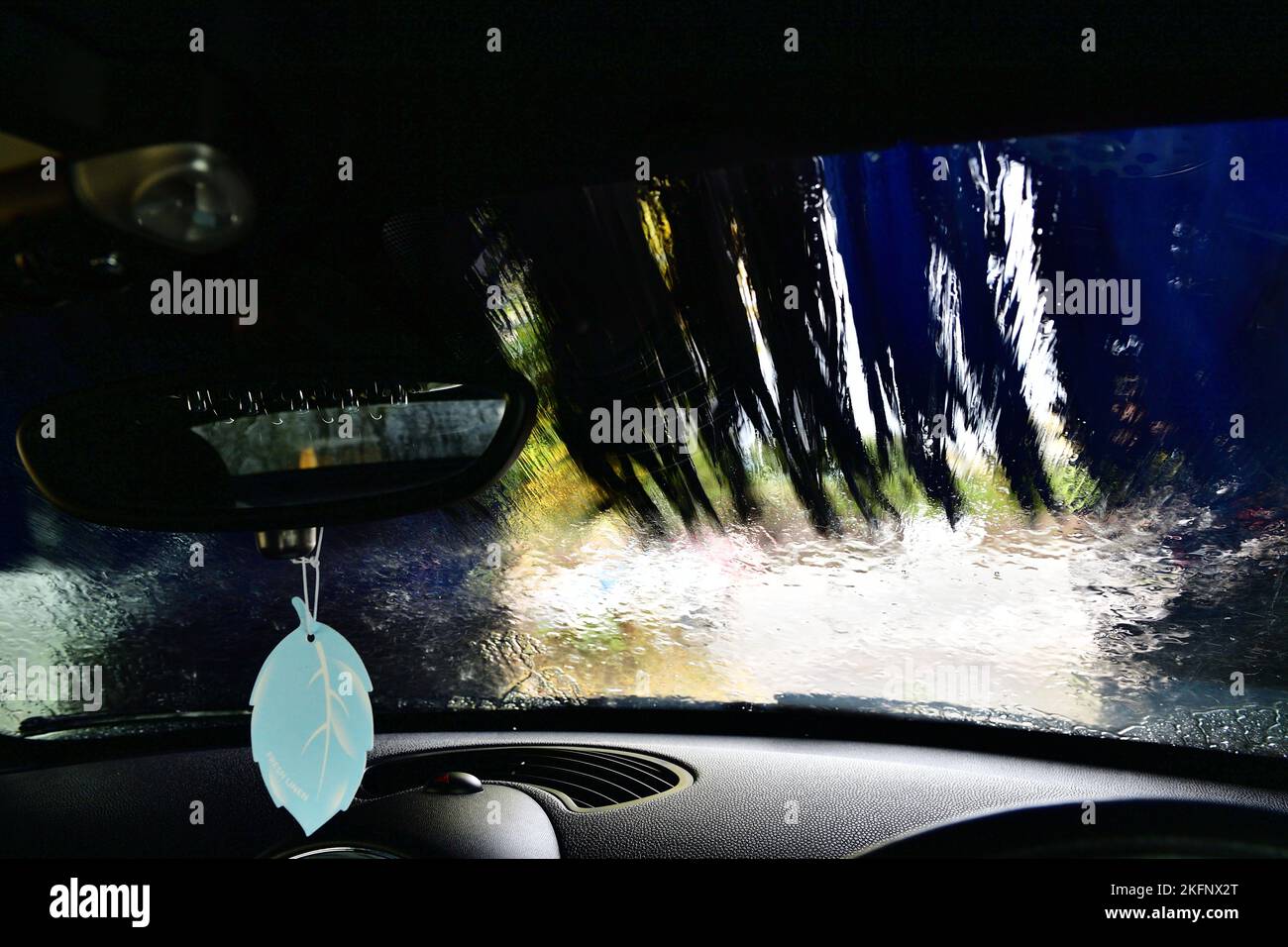 A car wash shot from inside the car being washed Stock Photo - Alamy