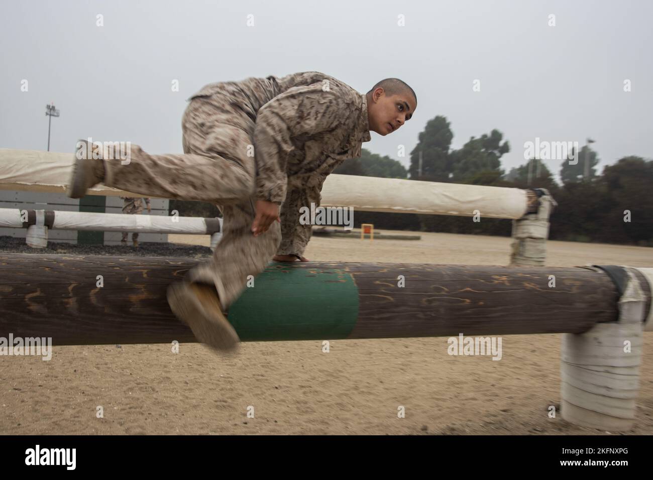 A U.S. Marine Corps recruit with Kilo Company, 3rd Recruit Training ...