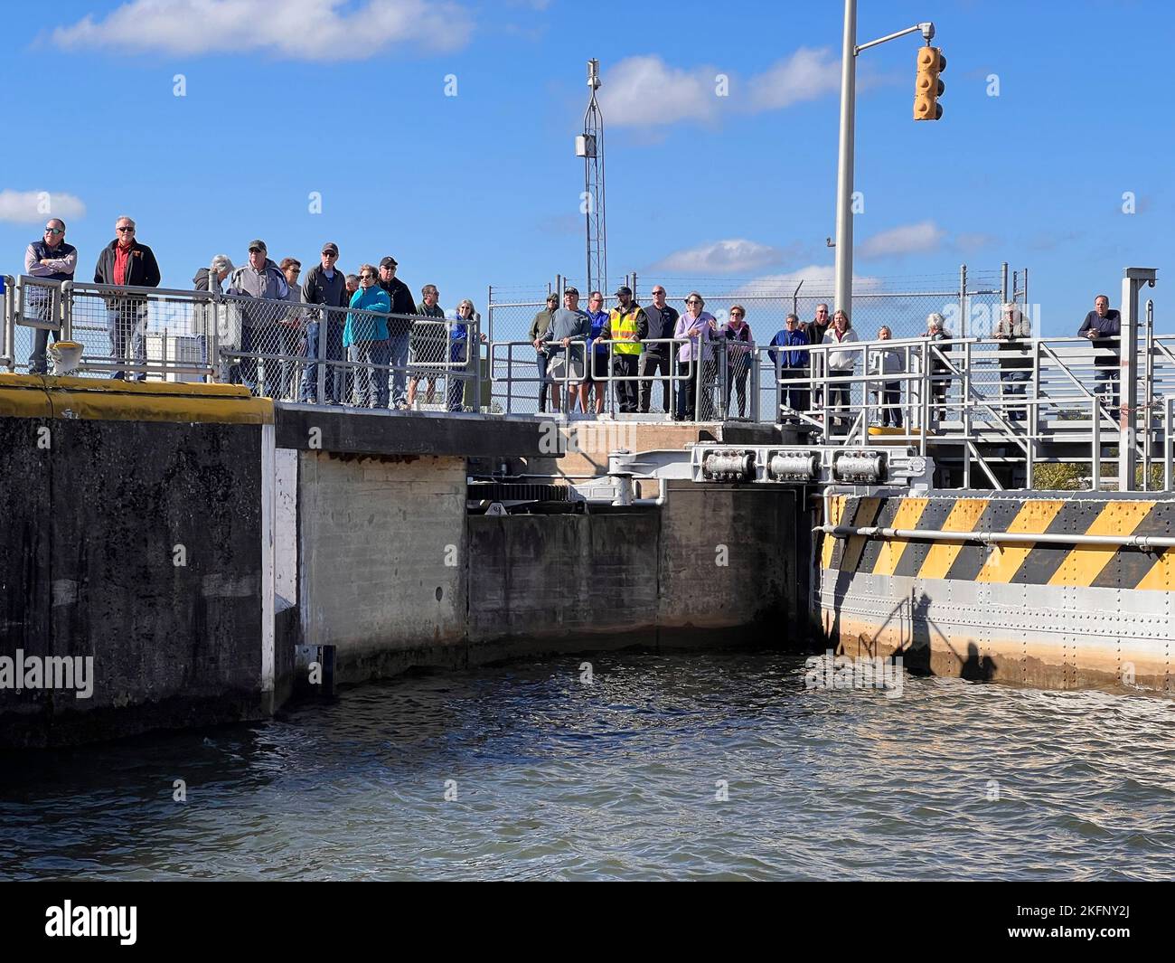 Lock Operator Josh Shockey (wearing reflective vest) leads a tour Sept ...