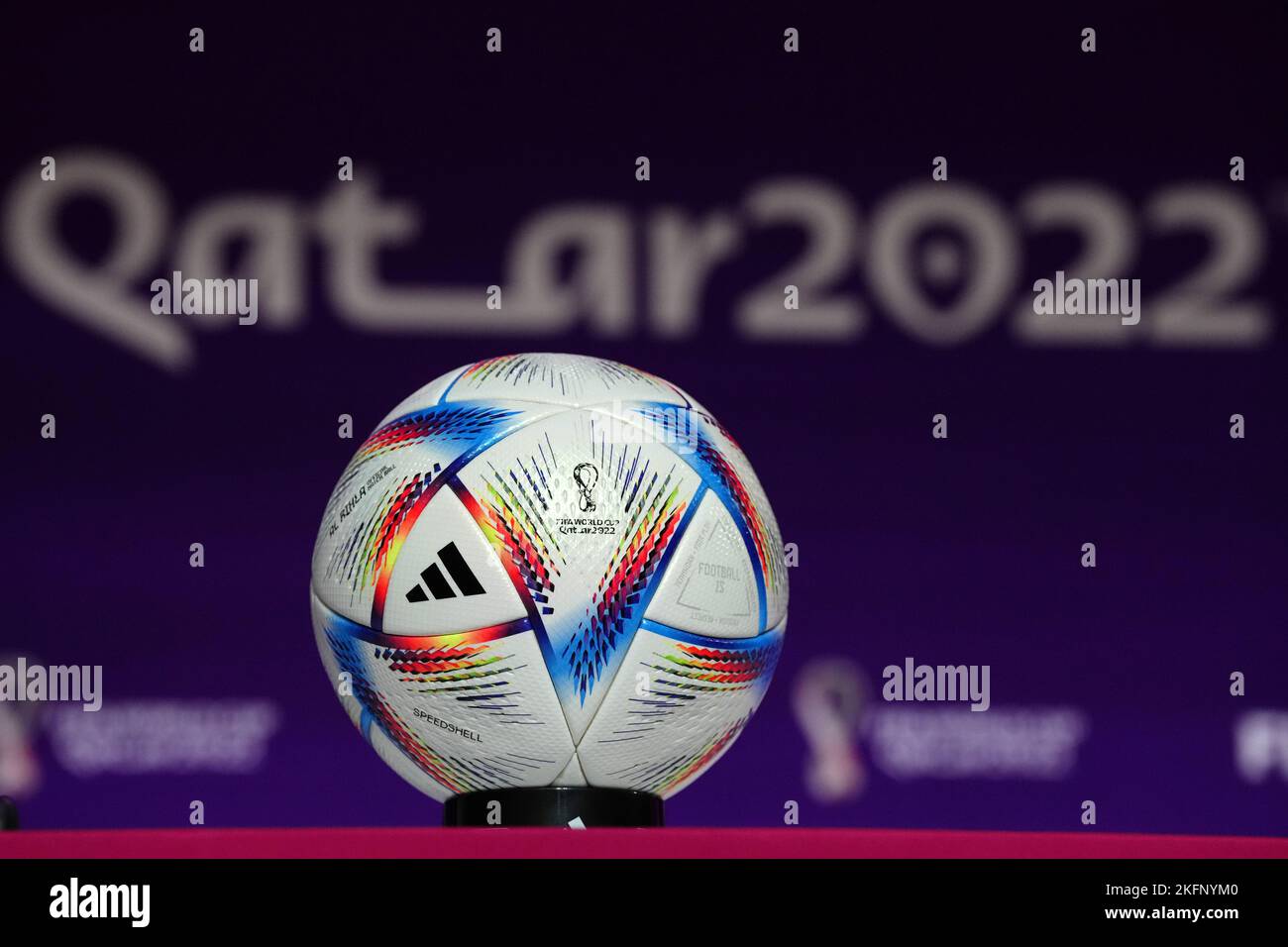 A general view of the Adidas branded FIFA World Cup match ball during ...