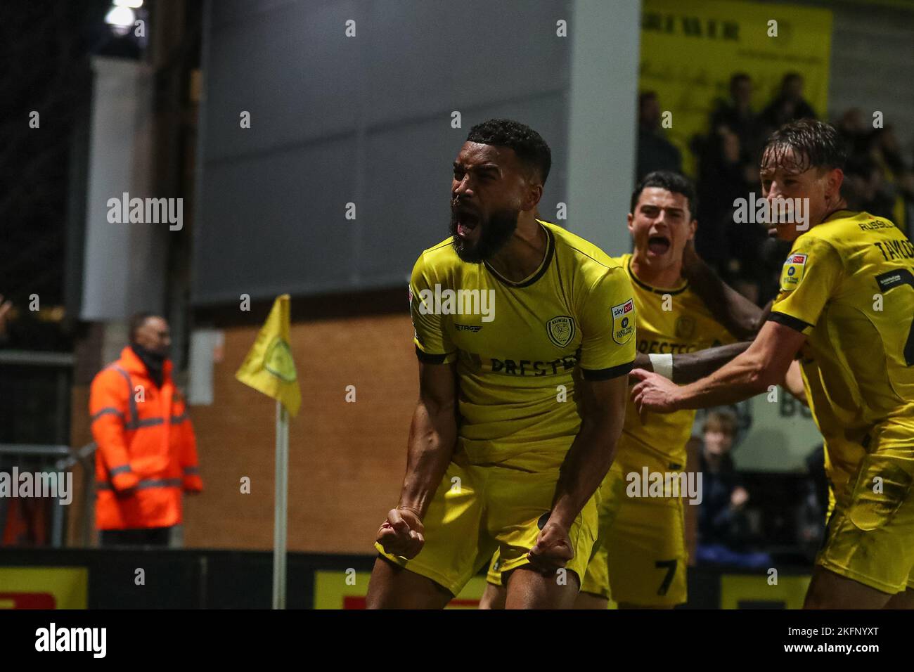 Adrian Mariappa #8 of Burton Albion celebrates his goal to make it 2-2 ...