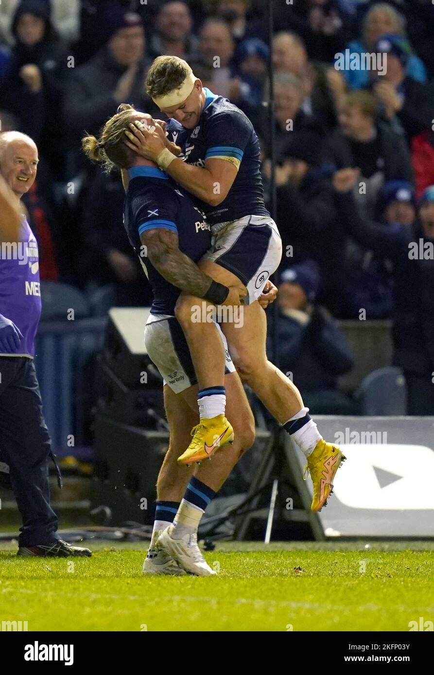 Scotland's Stuart Hogg and Darcy Graham who both come from the Hawick ...