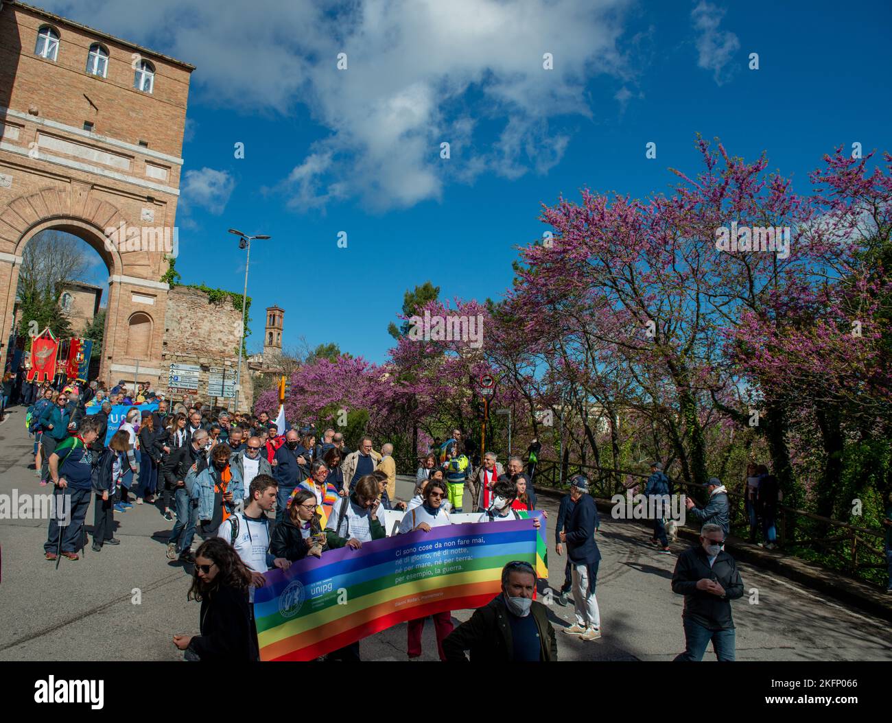 Assisi Italy April 24 2022: against all war that starts from Perugia ...