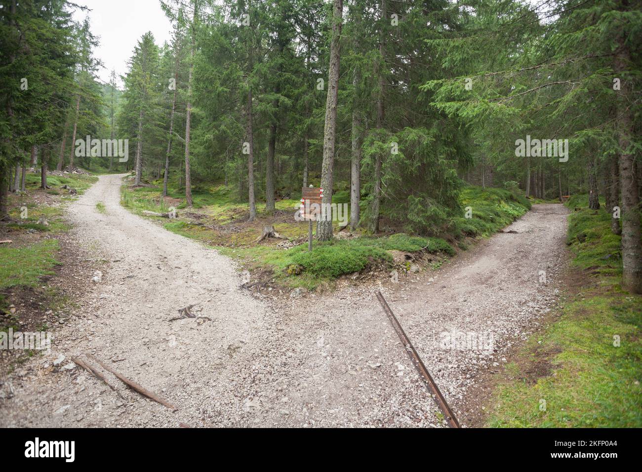 A single mountain path splits in two different directions Stock Photo ...