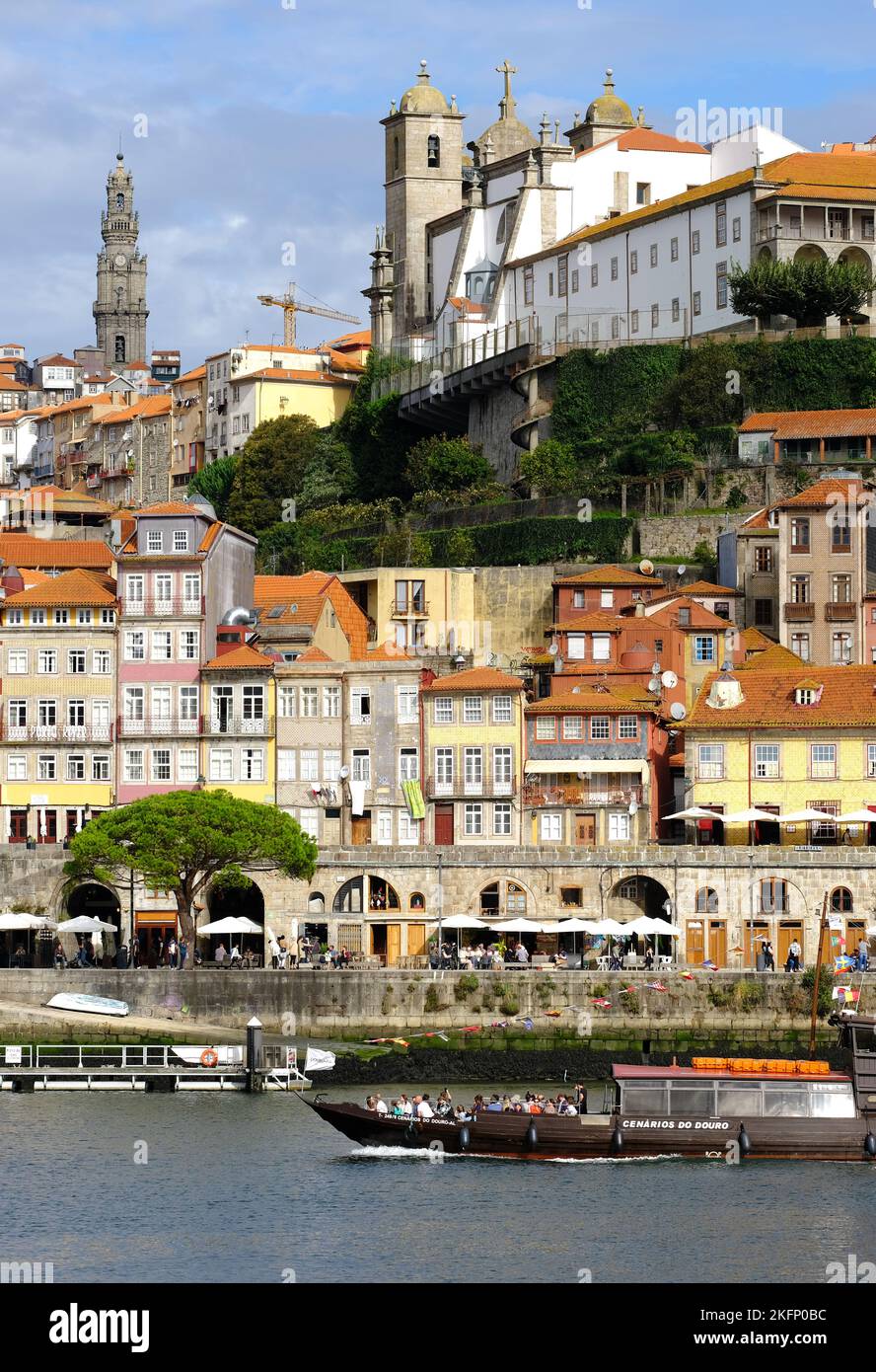 Porto Portugal - busy scene on River Douro with colourful old town of ...