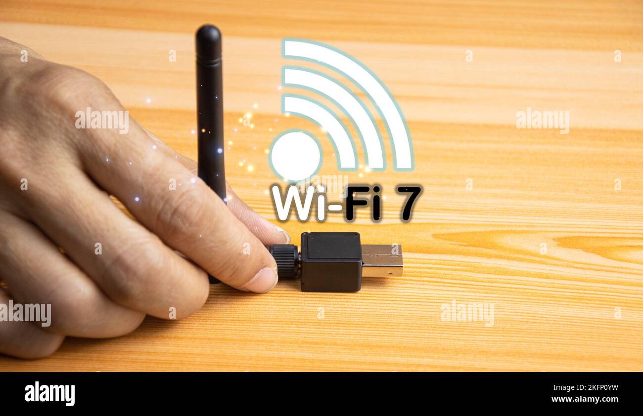 Concept of Wi-Fi 7 or Wi-Fi 7 development, high-speed connection Stock ...