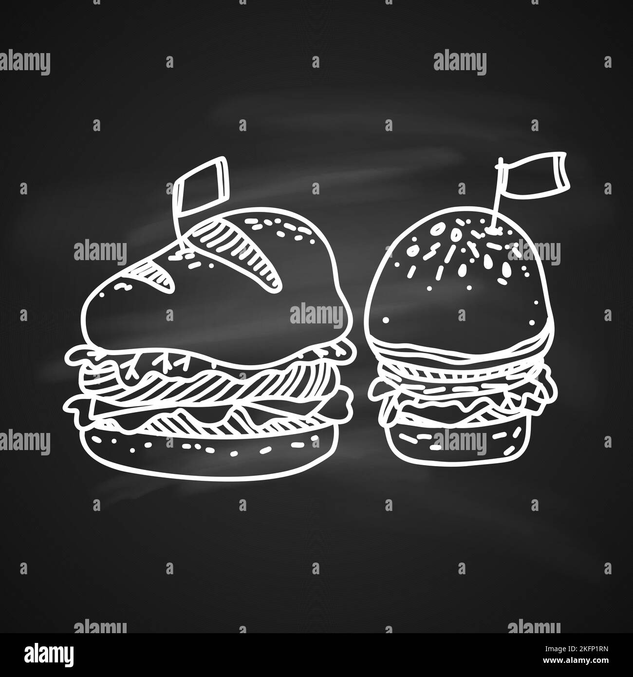 Sketch Illustration of Big Hamburger or Cheeseburger with Flag. Hand ...