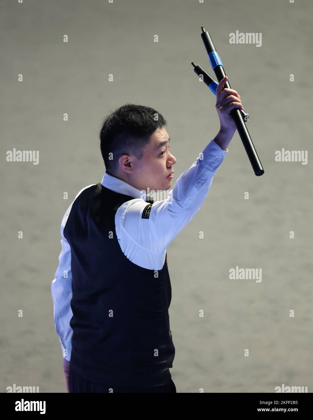 China’s Ding Junhui celebrates victory on day eight of the Cazoo UK ...