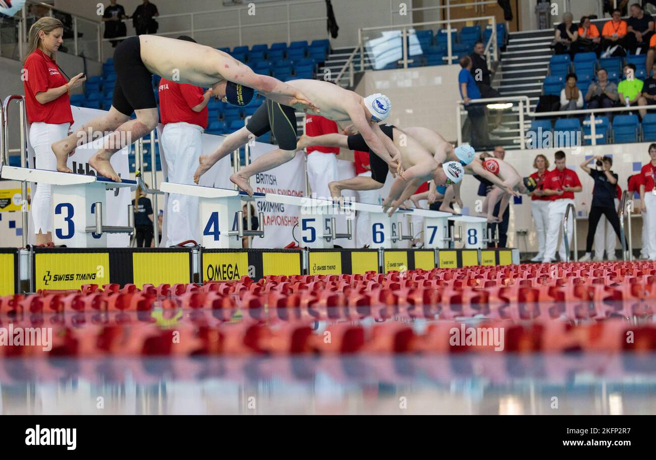 EDITORIAL USE ONLY Swimmers compete during the inaugural British Down ...