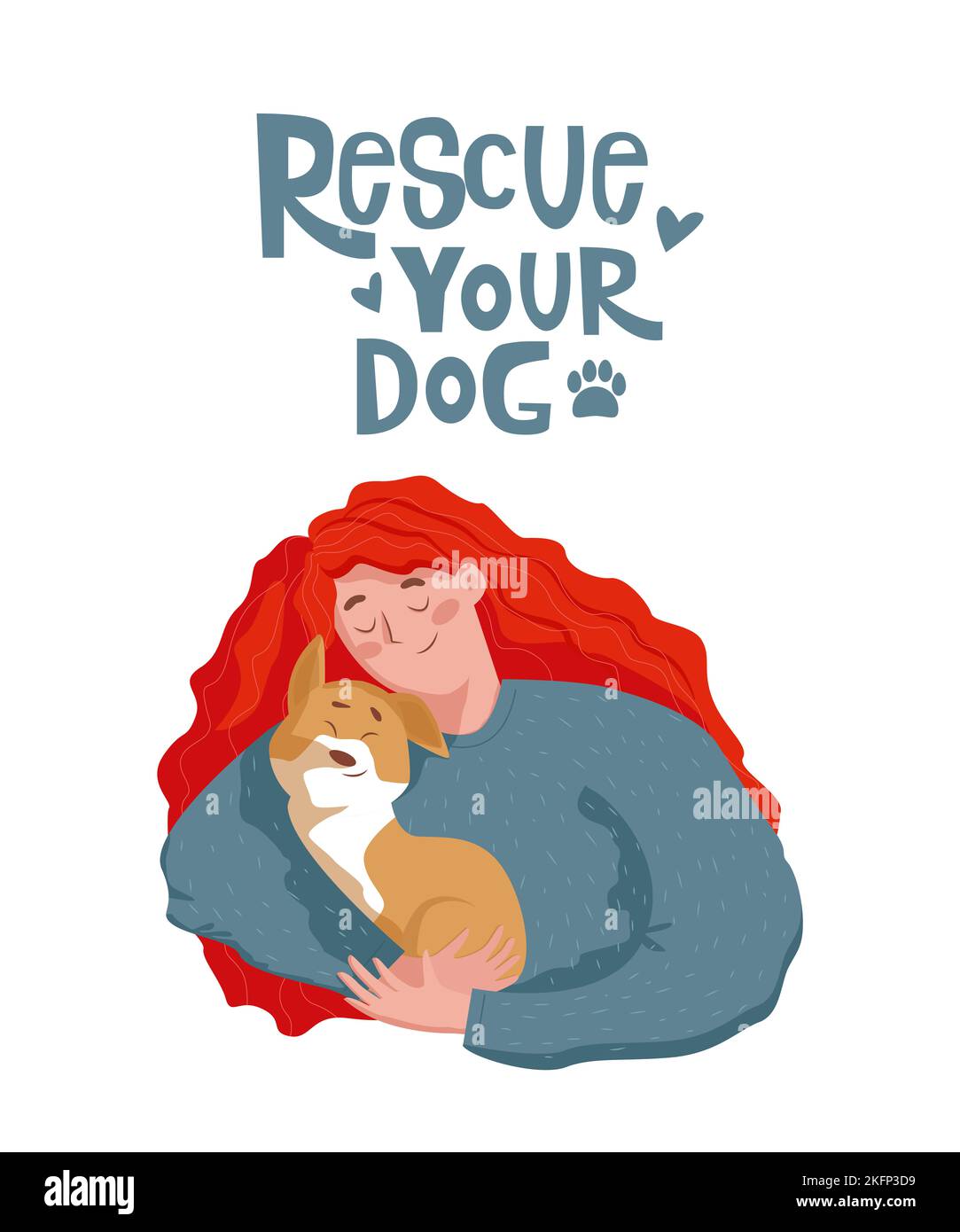 Rescue your Dog motivational quote. Adoption concept lettering ...