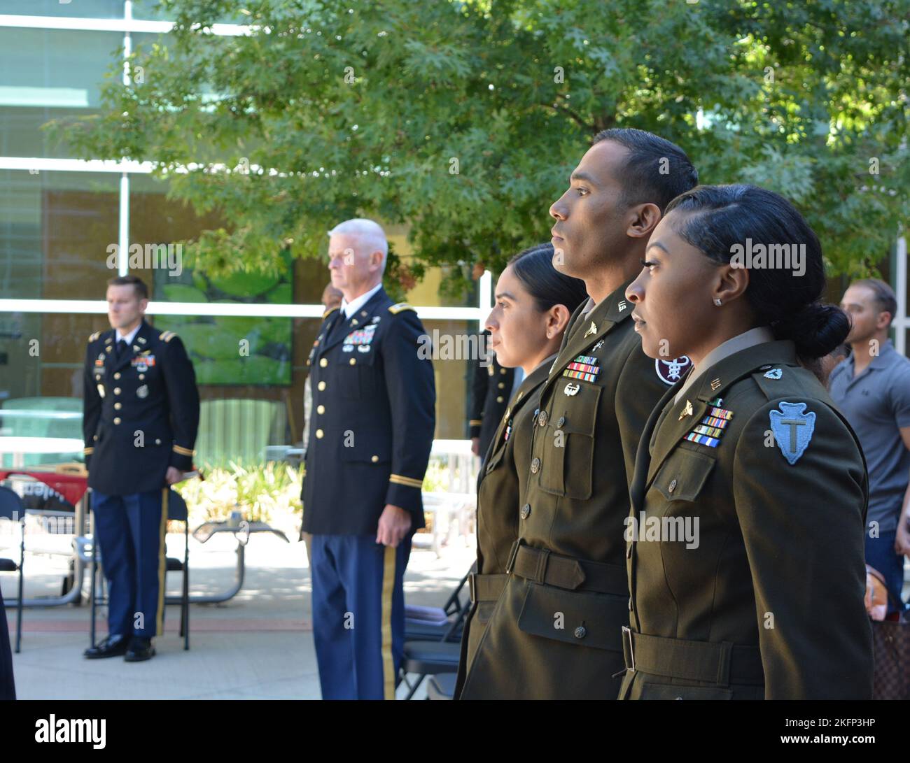 From right, First Lieutenants, Aunjaneice Thomas, Krishna Shrestha, and ...