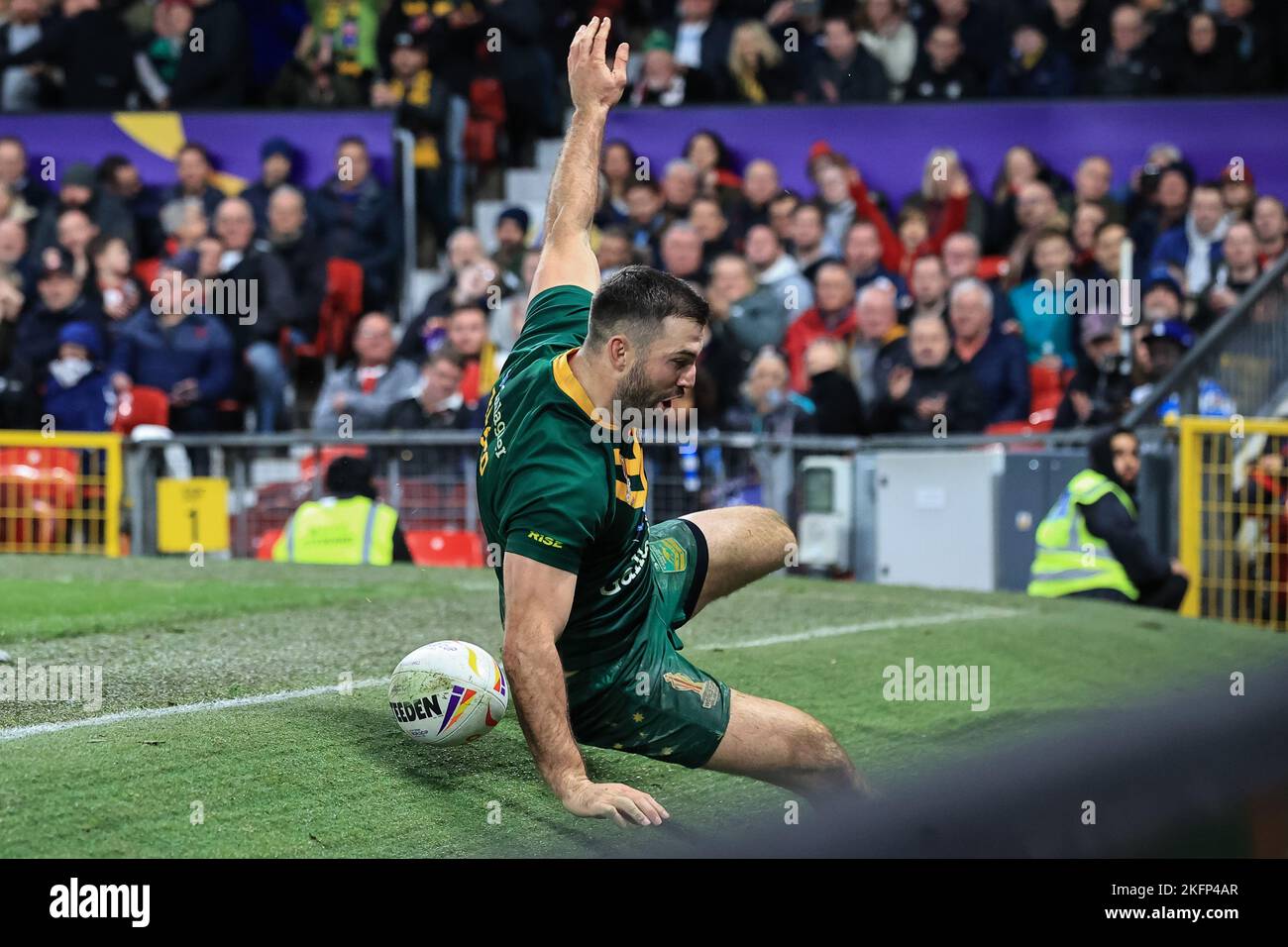 Manchester, UK. 19th Nov, 2022. James Tedesco of Australia goes over ...