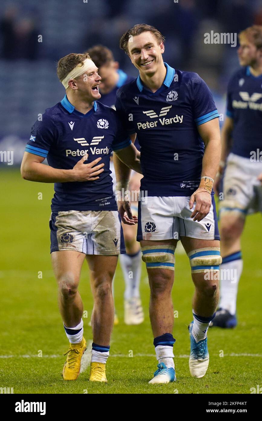Scotland's Darcy Graham (left) and Jamie Ritchie laughing after the ...