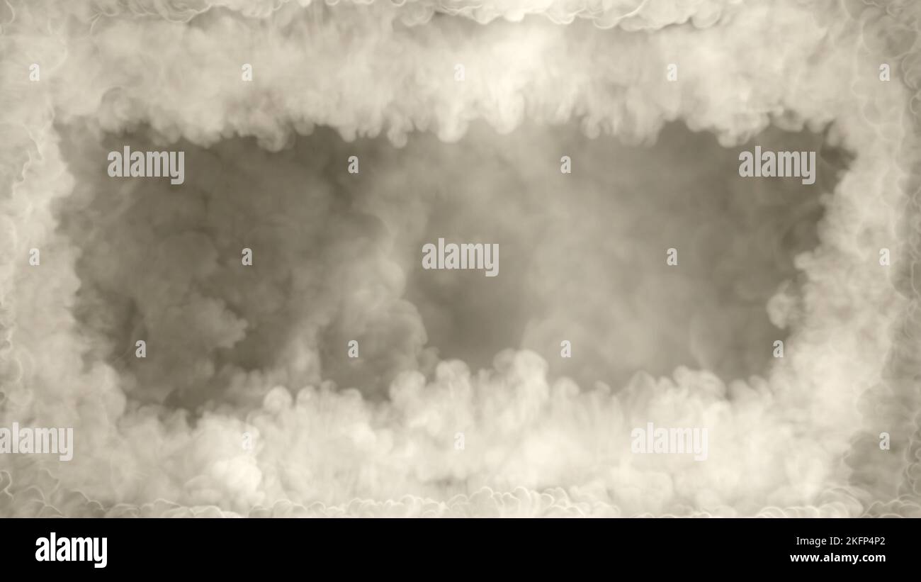 White smoke square content frame like tunnel in clouds - abstract 3D ...