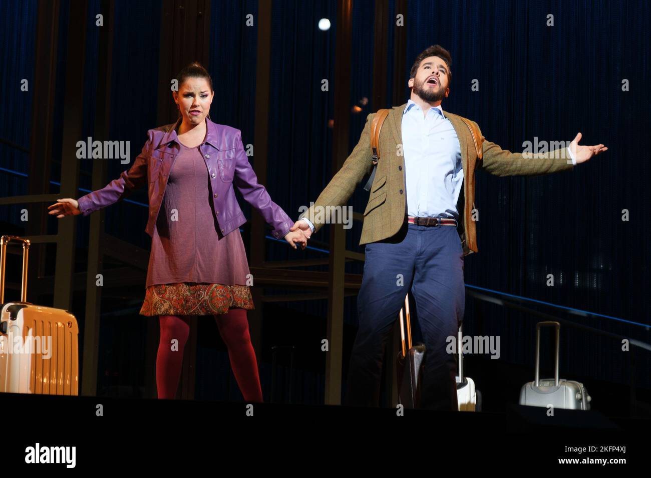 Alba Chantar and César Arrieta seen on stage during the performance of ...