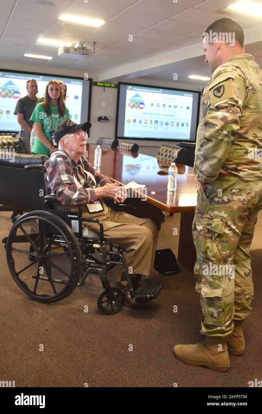FORT CARSON, Colo. — WWII Veteran Earl Layton Flanagan and Col. Sean M ...