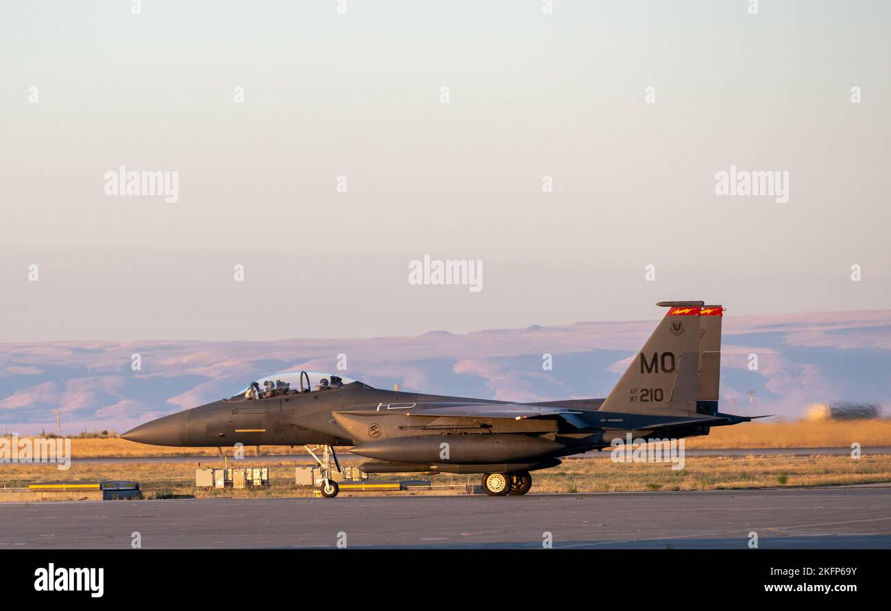 U.S. Air Force Airmen assigned to the 389th Fighter Squadron (FS) taxi ...