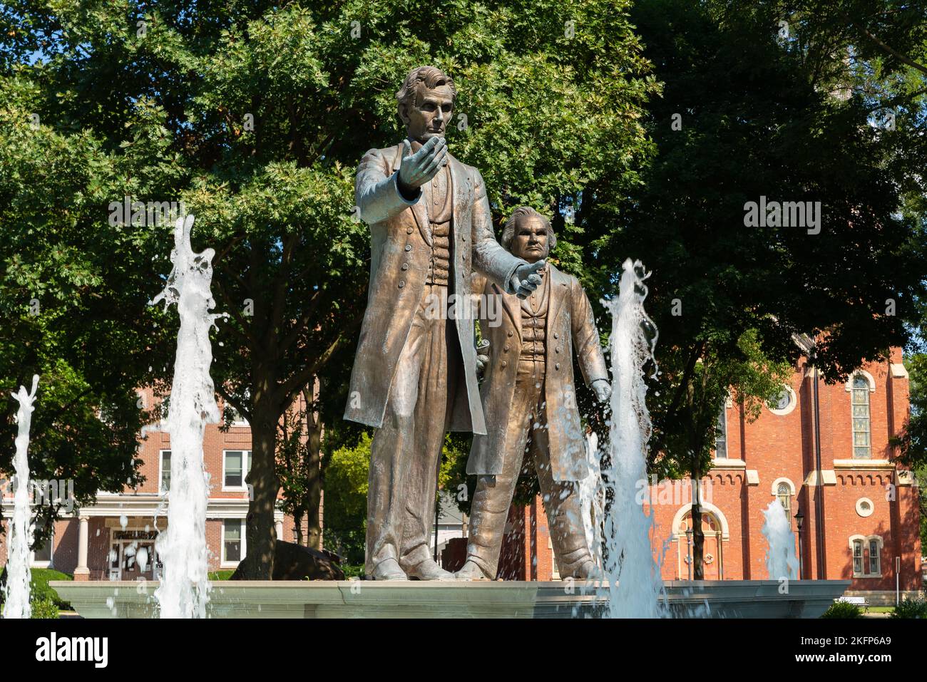Ottawa, Illinois / United States -August 16th,2022: Statues of Lincoln ...