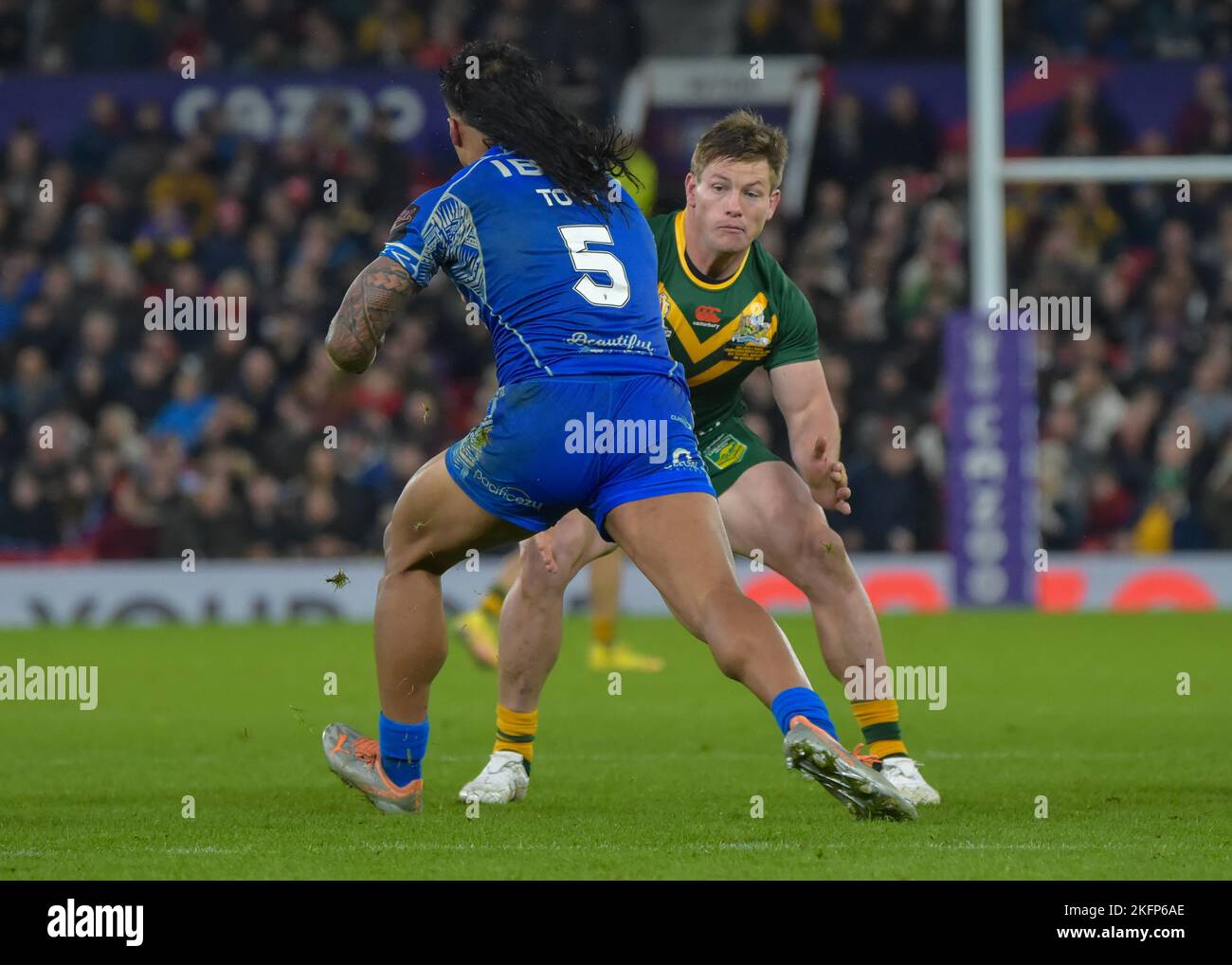 Brian To'o of Samoa in action during the match Rugby League World Cup ...