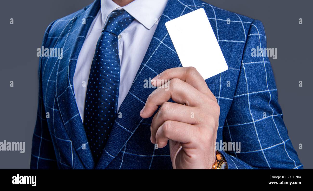 business debit card with copy space. business debit card in hand. hand ...