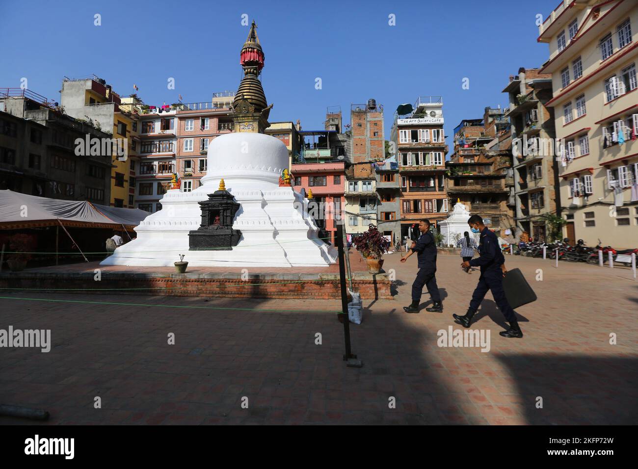 Kathmandu, Nepal. 19th Nov, 2022. Nepal police personnel guard the ...