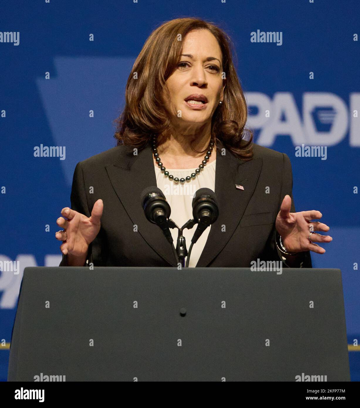 PHILADELPHIA, PA, USA - OCTOBER 28, 2022: Vice President Kamala Harris ...