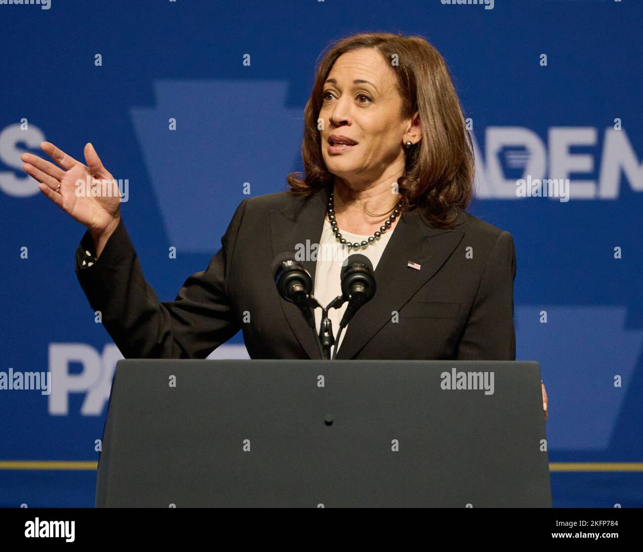 PHILADELPHIA, PA, USA - OCTOBER 28, 2022: Vice President Kamala Harris ...