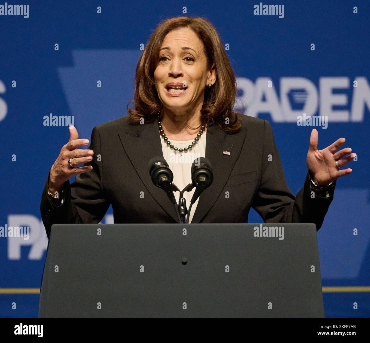 PHILADELPHIA, PA, USA - OCTOBER 28, 2022: Vice President Kamala Harris ...