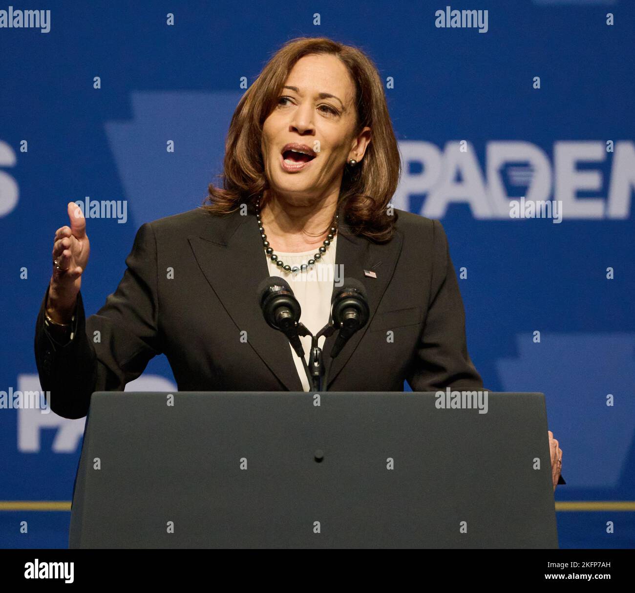PHILADELPHIA, PA, USA - OCTOBER 28, 2022: Vice President Kamala Harris ...