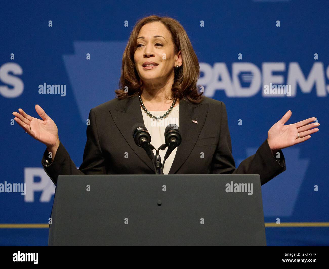 PHILADELPHIA, PA, USA - OCTOBER 28, 2022: Vice President Kamala Harris ...