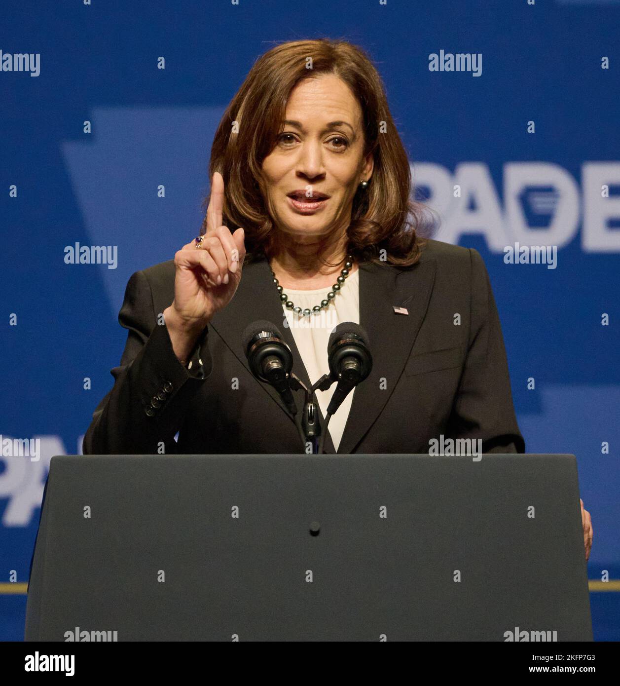 PHILADELPHIA, PA, USA - OCTOBER 28, 2022: Vice President Kamala Harris ...