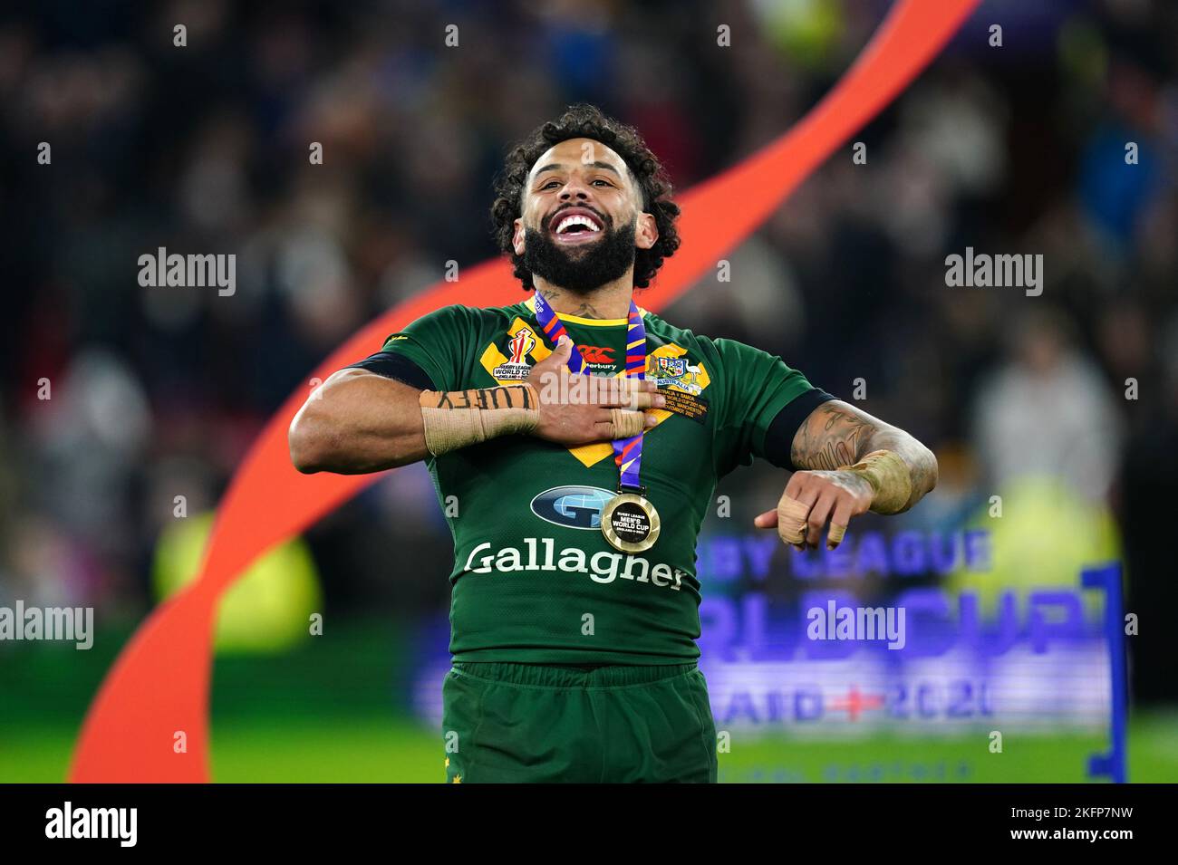 Australia's Josh Addo-Carr celebrates victory following the Rugby ...