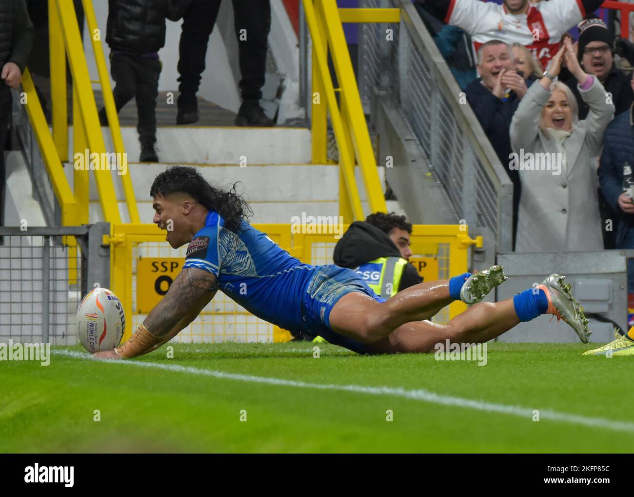 Brian To'o of Samoa Rugby League World Cup 2021 final between Australia ...