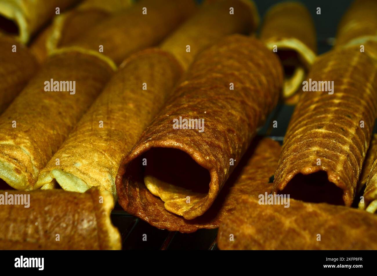 a wafer baked from paste in a waffle iron Stock Photo - Alamy