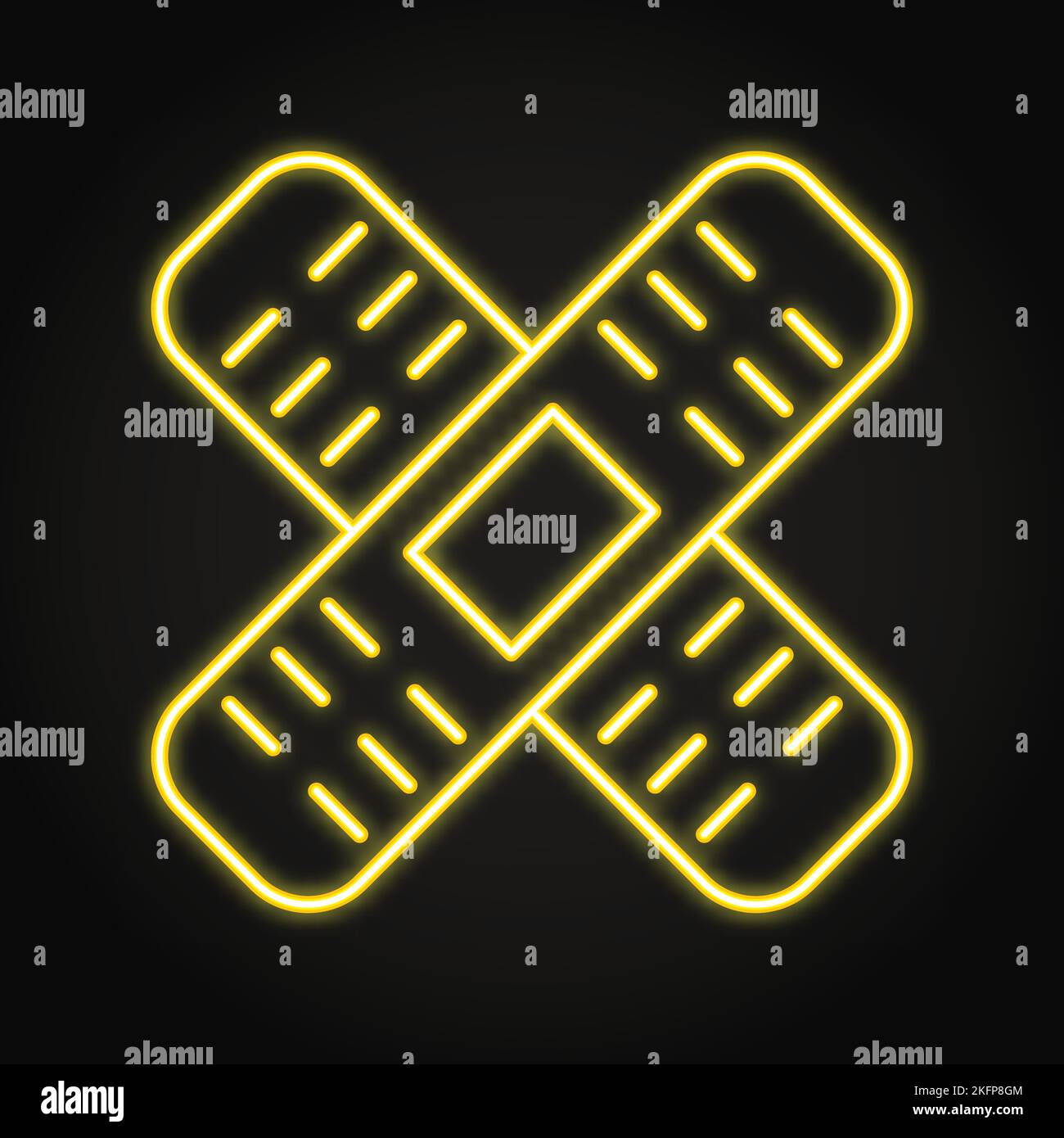 Adhesive bandage neon icon in line style. Medical plaster, patch symbol ...