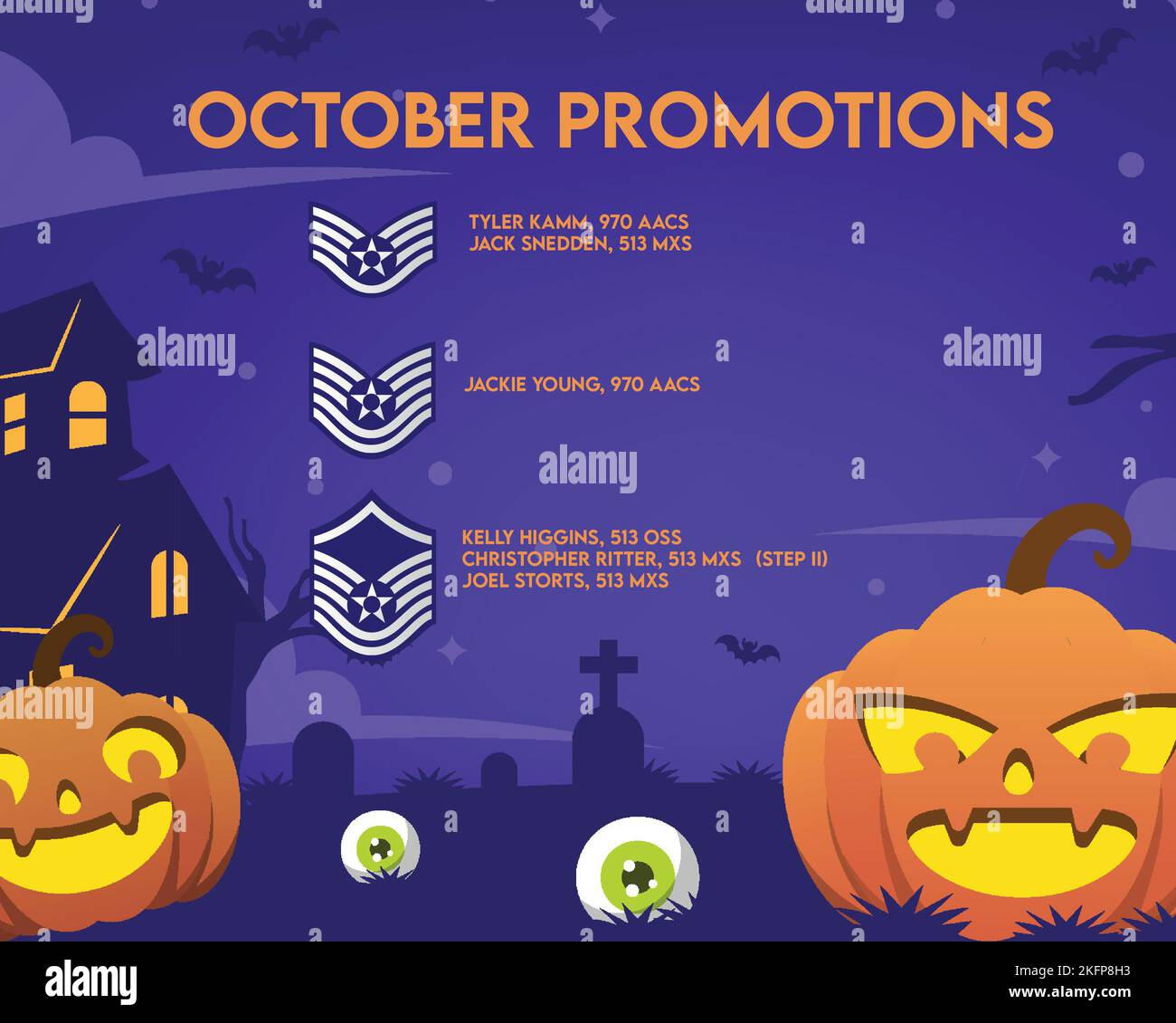 The October 2022 enlisted promotions graphic from the 513th Air Control ...