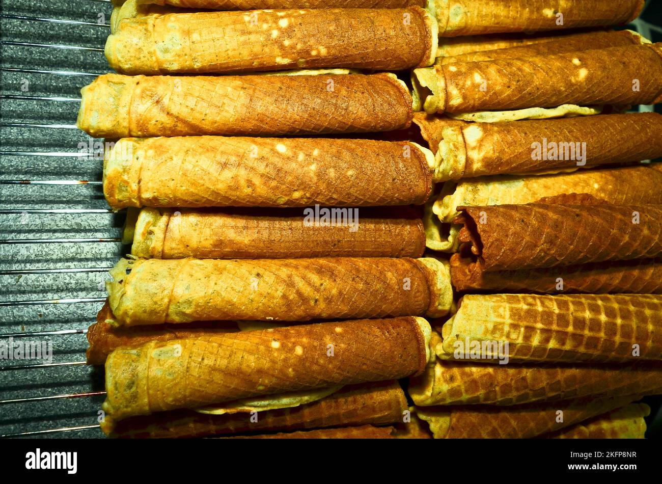 a wafer baked from paste in a waffle iron Stock Photo - Alamy