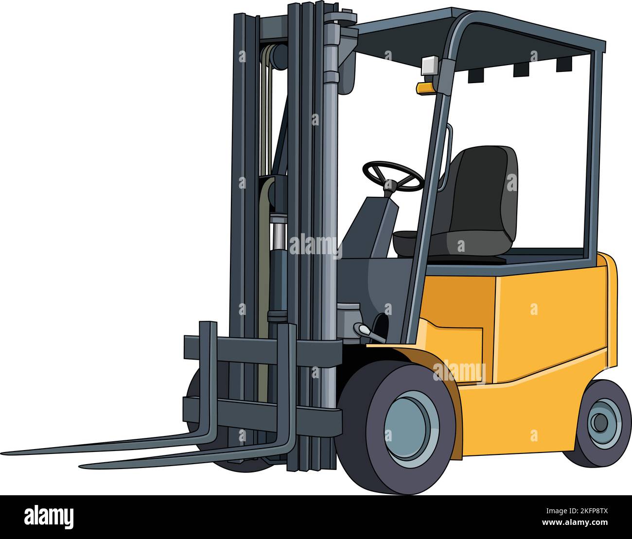 Vector illustration of Forklift vehicle in yellow color cartoon Stock ...
