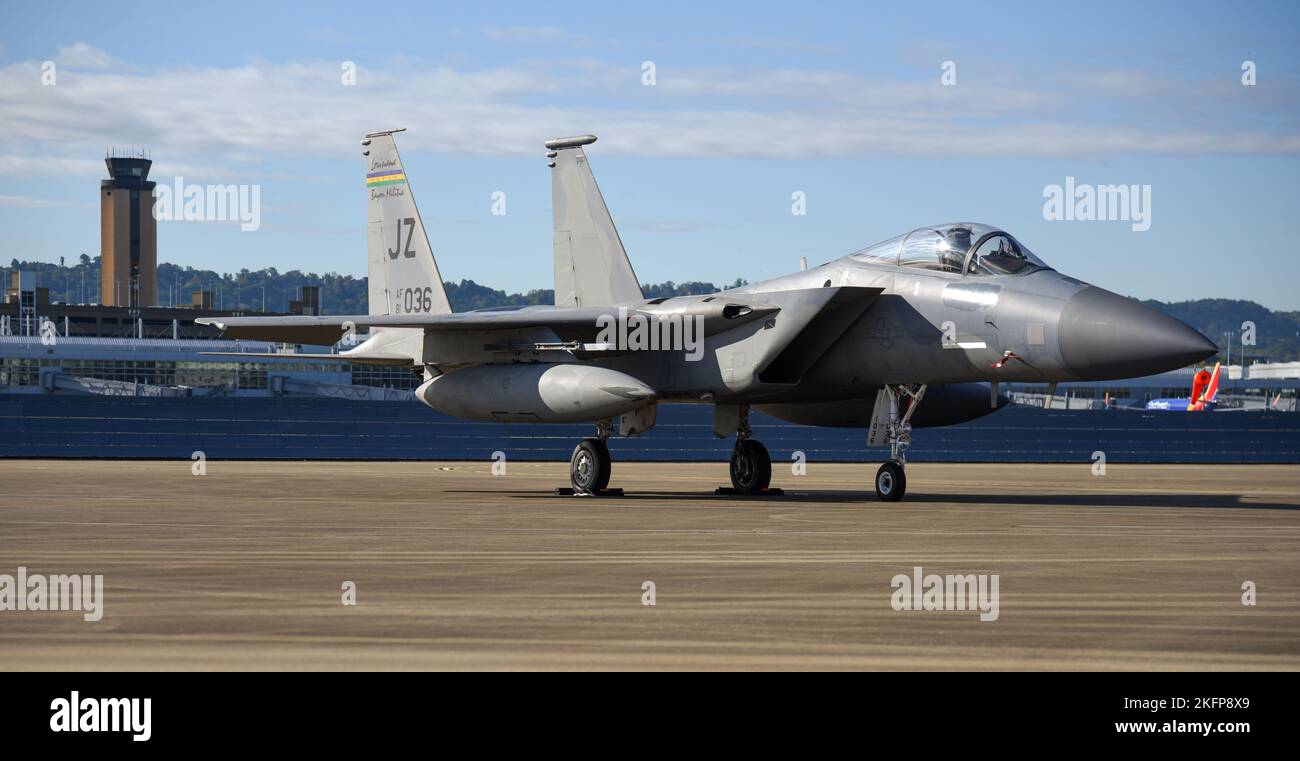 F-15 aircraft from the Louisiana Air National Guard are parked on the ...