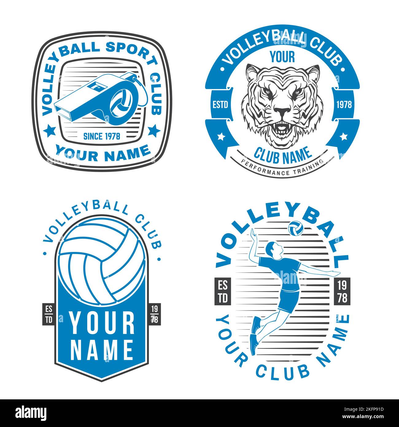 Set of volleyball club badge design. Vector illustration. For college ...