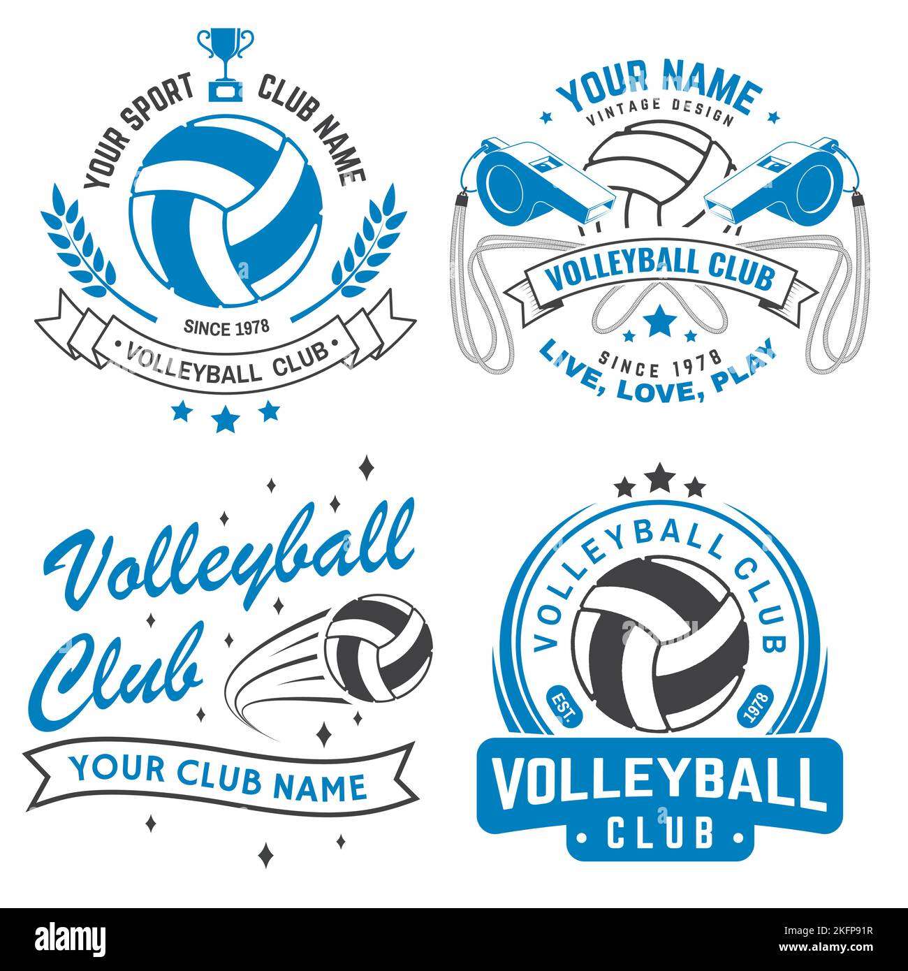 Set of volleyball club badge design. Vector illustration. For college ...