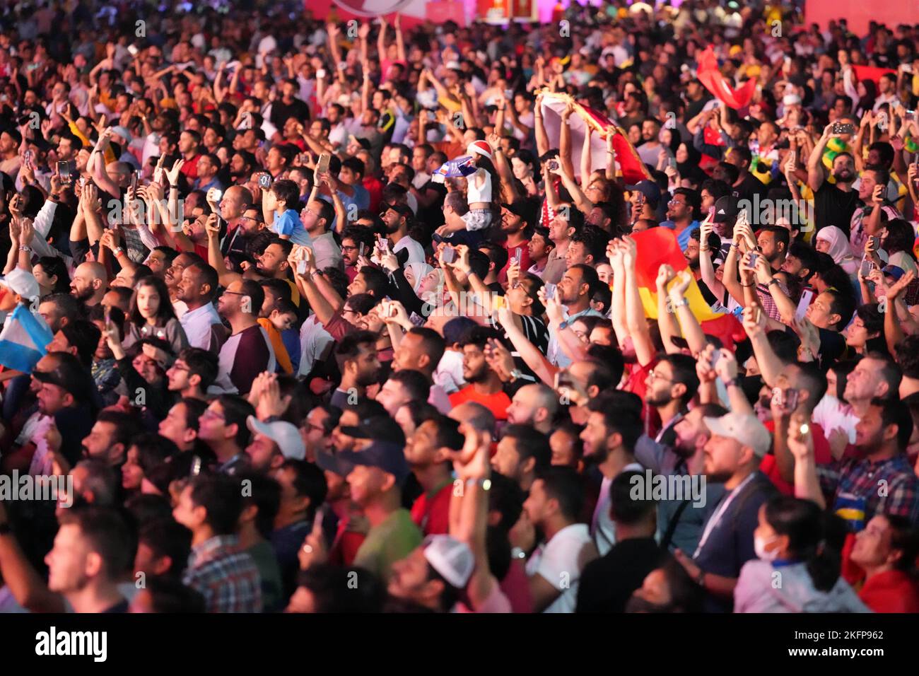 Doha-Qatar, 19 November 2022, Football fans and residents of Doha, at the FIFA fan fest on the ...