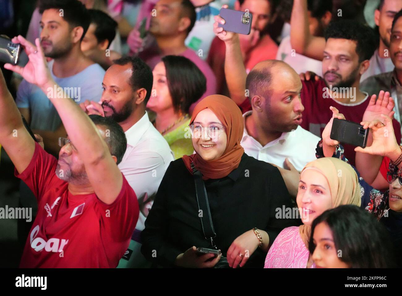 Doha-Qatar, 19 November 2022, Football fans and residents of Doha, at the FIFA fan fest on the ...