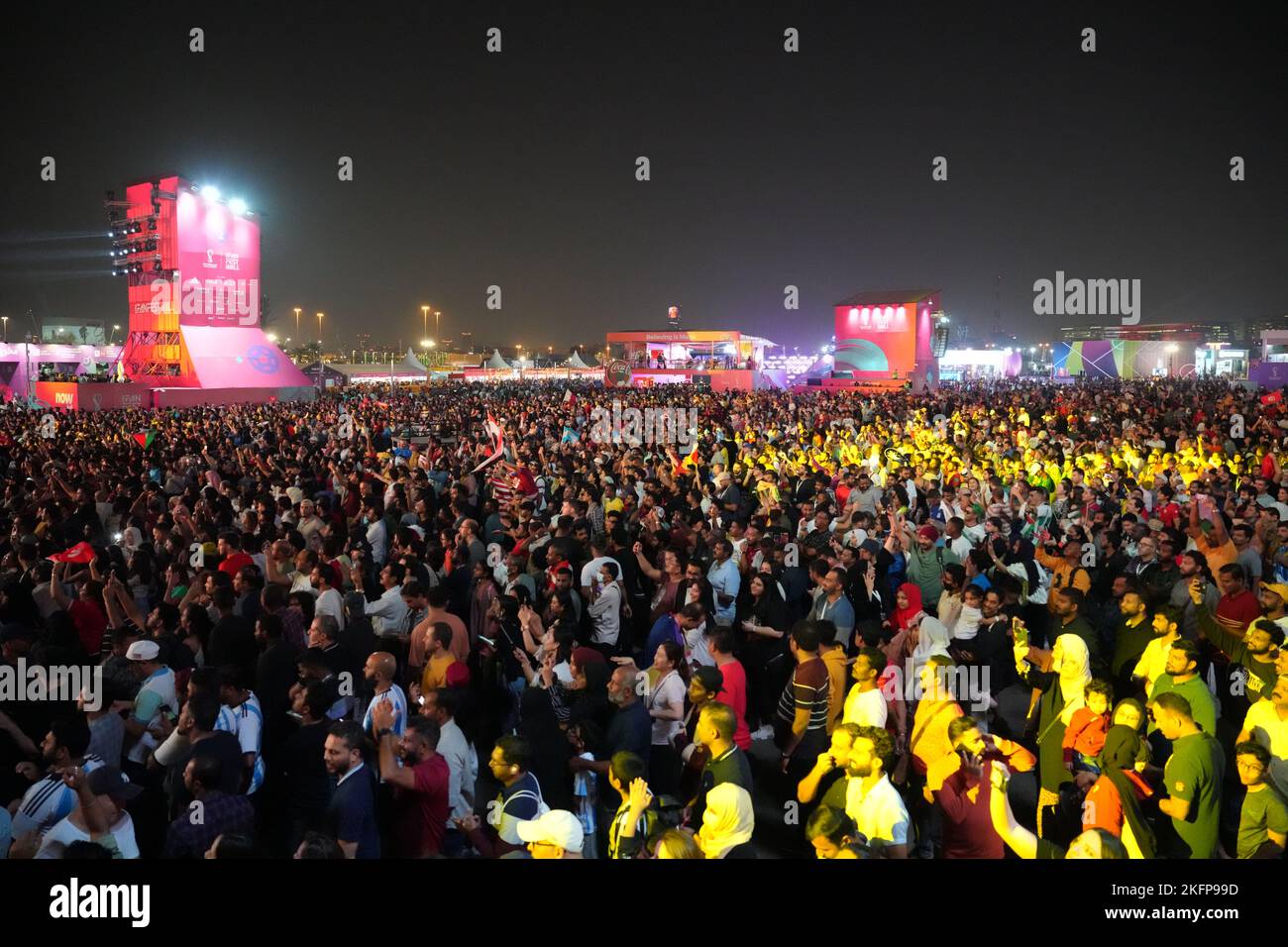 Doha-Qatar, 19 November 2022, Football fans and residents of Doha, at the FIFA fan fest on the ...