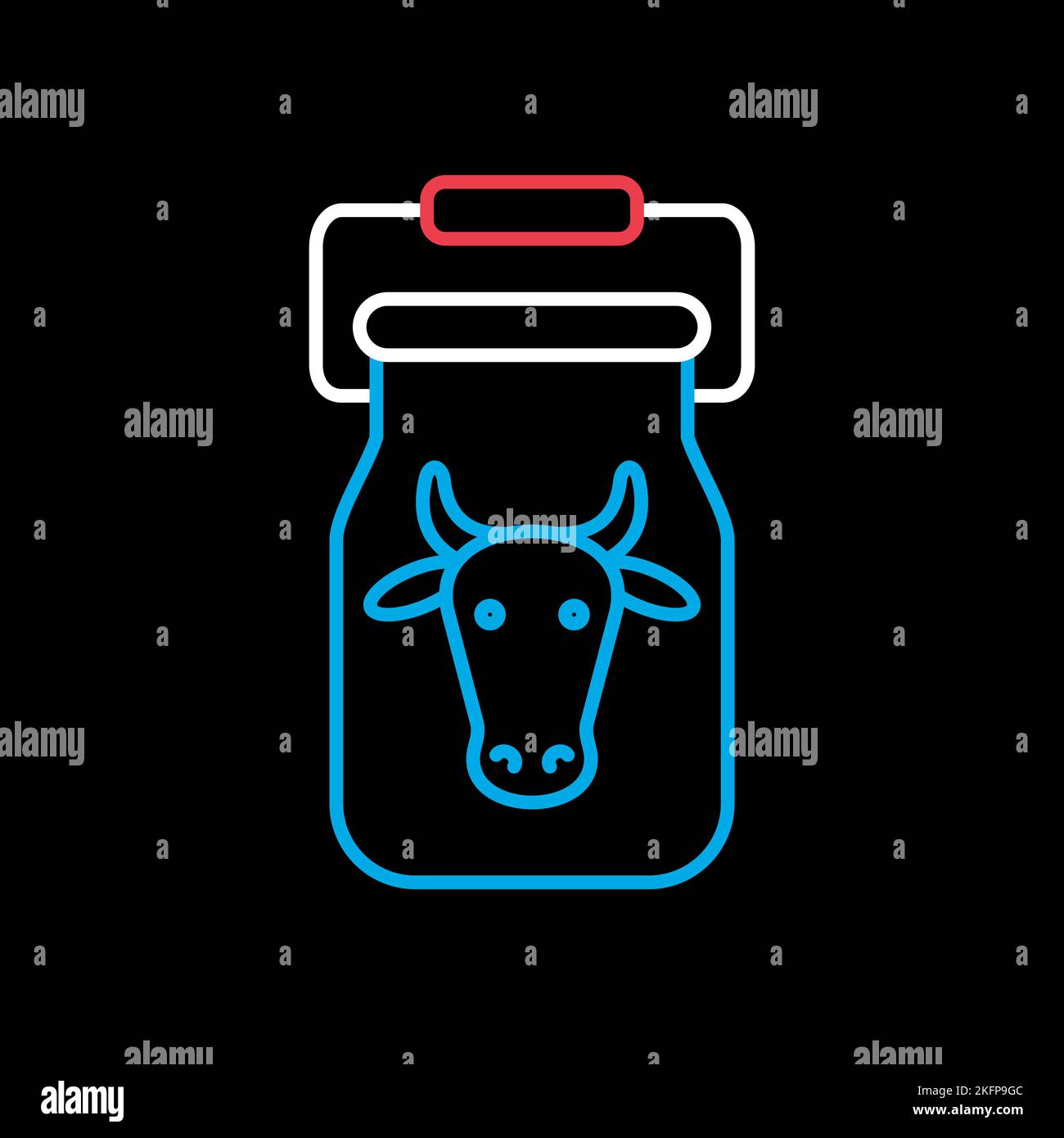 Can container for milk isolated on dark background icon. Farm animal ...